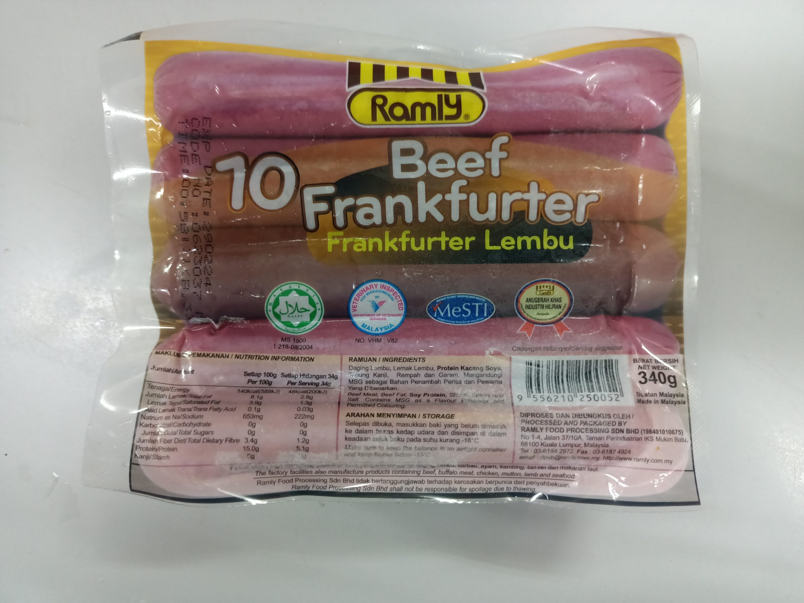 RAMLY BEEF FRANK 340GM – C&S Frozen Food