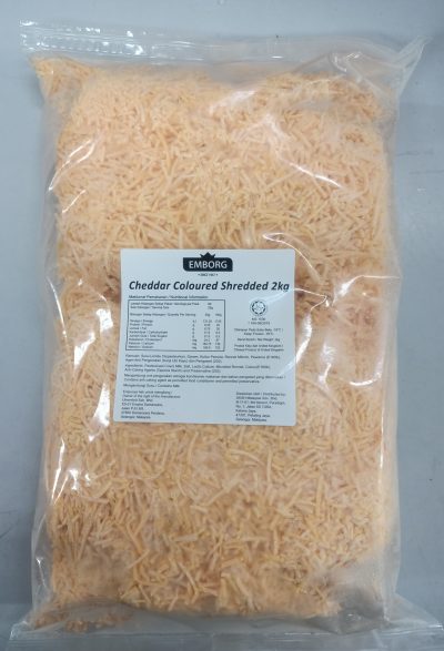 EMBORG CHEDDAR COLOURED SHREDDED CHEESE 2KG – C&S Frozen Food
