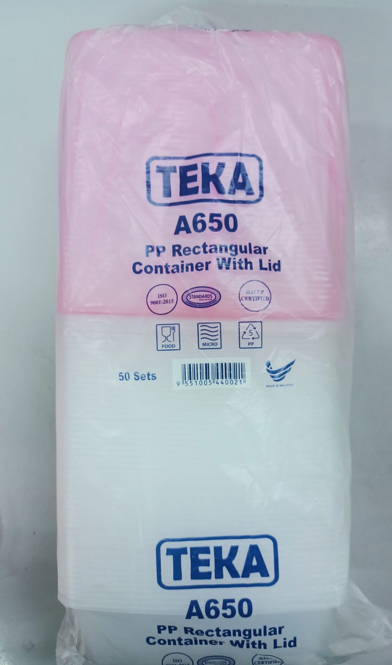 TEKA A650 PP RECTANGULAR CONTAINER WITH LID 50’S – C&S Frozen Food