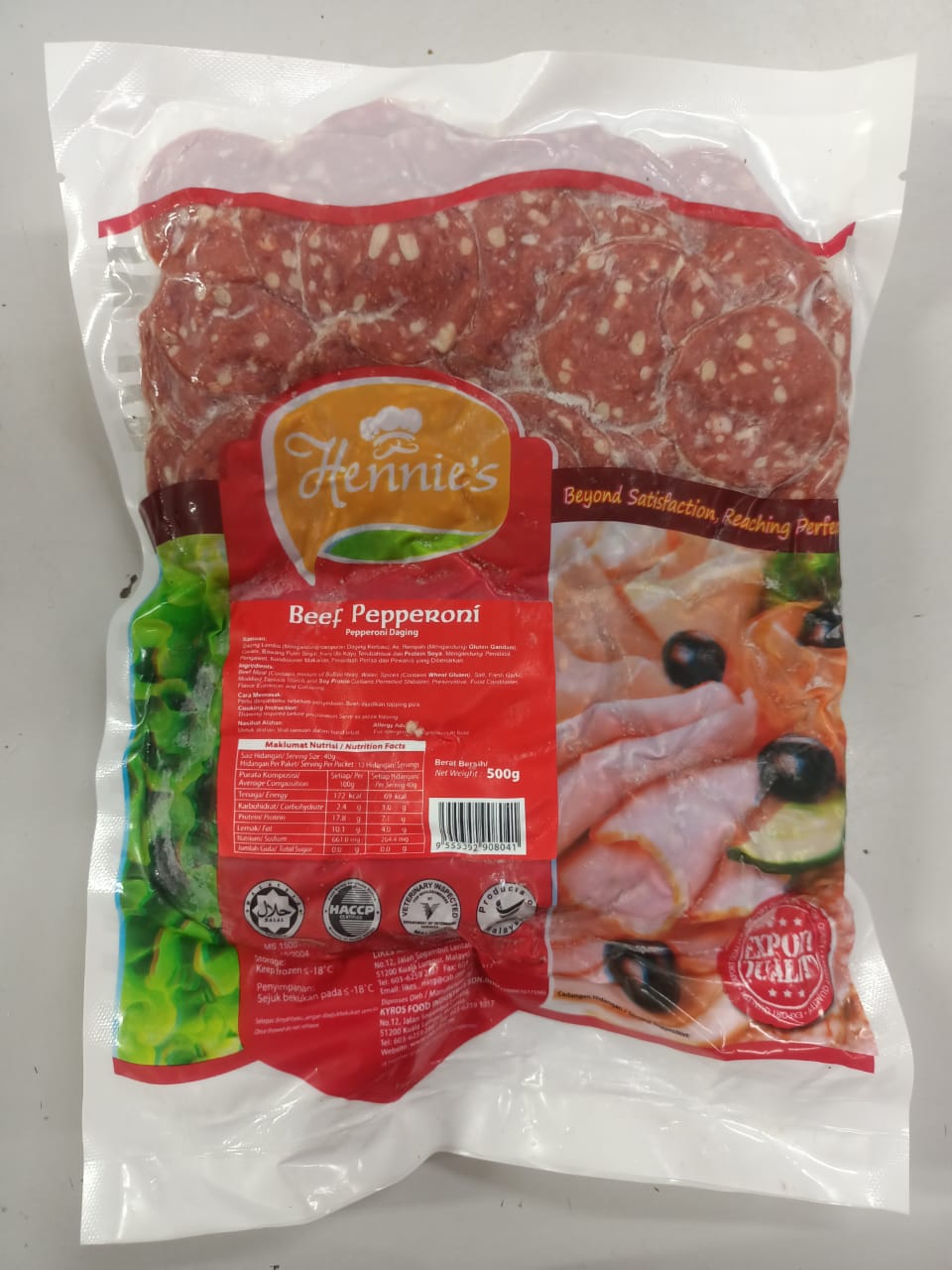 HENNIE’S BEEF PEPPERONI 500GM – C&S Frozen Food